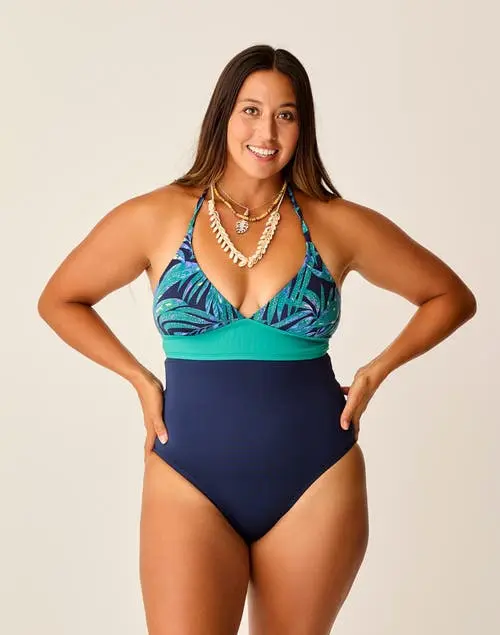 Carve Designs Dahlia One-piece Swimsuit - Blue Oasis W. Navy