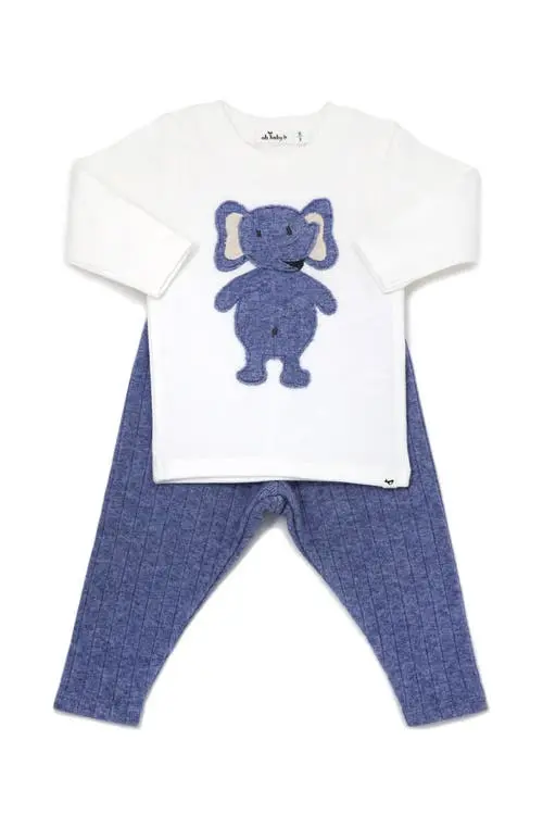 OH BABY! Ragdoll Elephant Long Sleeve Tee Two-piece Set