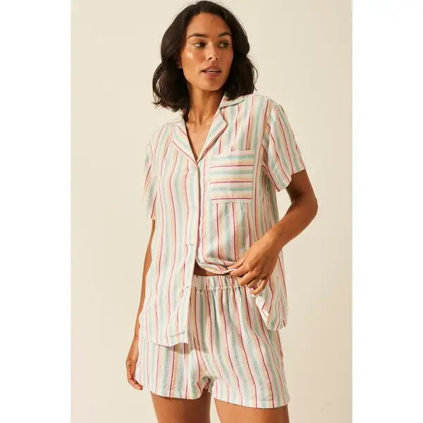 STRIPE & STARE Seersucker Short Sleeve Pj Top