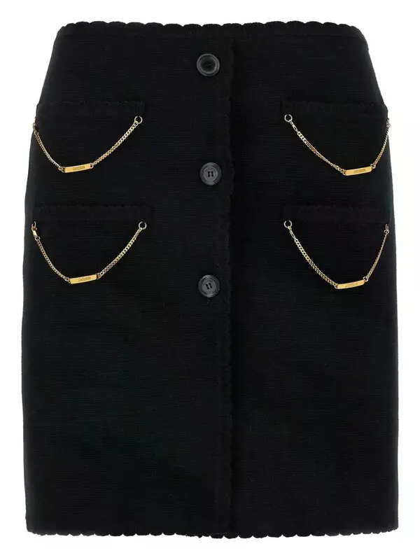 Moschino Chain-embellished Scalloped-edge Skirt
