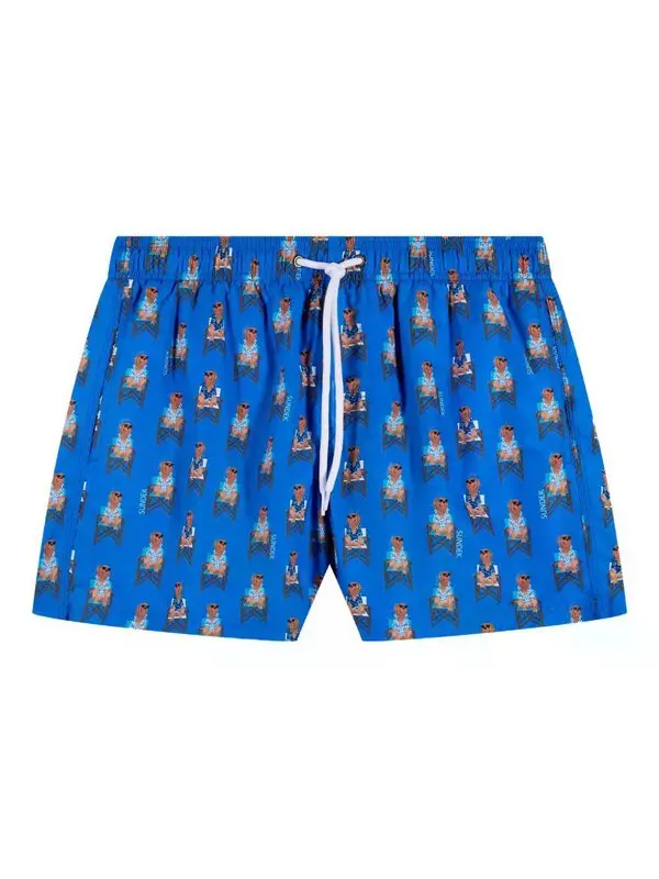Sundek Dog-print Swim Shorts - Blue