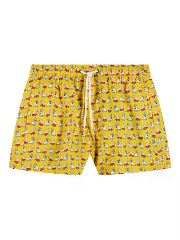 Sundek Dog-print Swim Shorts - Yellow