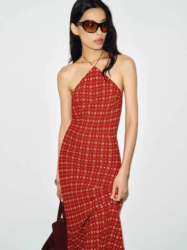 strapless open back dress Lydia Halter Neck Maxi Dress with Open Back Strap Detail main image 1