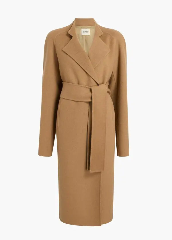 Khaite Deena Wool Wrap Coat - Camel