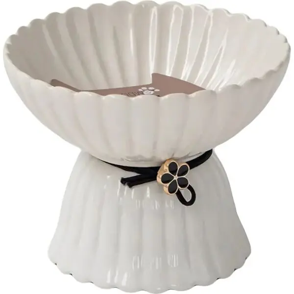 DEXYPAWS Elevated Ceramic Bowl For Cats 8.45oz Capacity