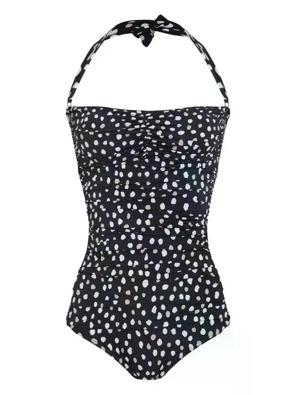 LYGIA & NANNY Wangari Ruched Polka-dot Swimsuit