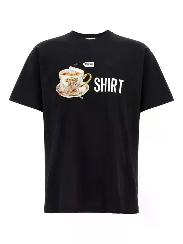 Moschino Teacup-print Crew-neck T-shirt - Black