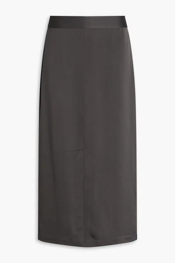 TOTÊME Satin-crepe Midi Skirt - Dark Gray