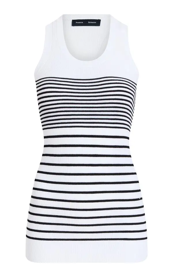 Proenza Schouler Matte Viscose Rib Tank Top - Stripe