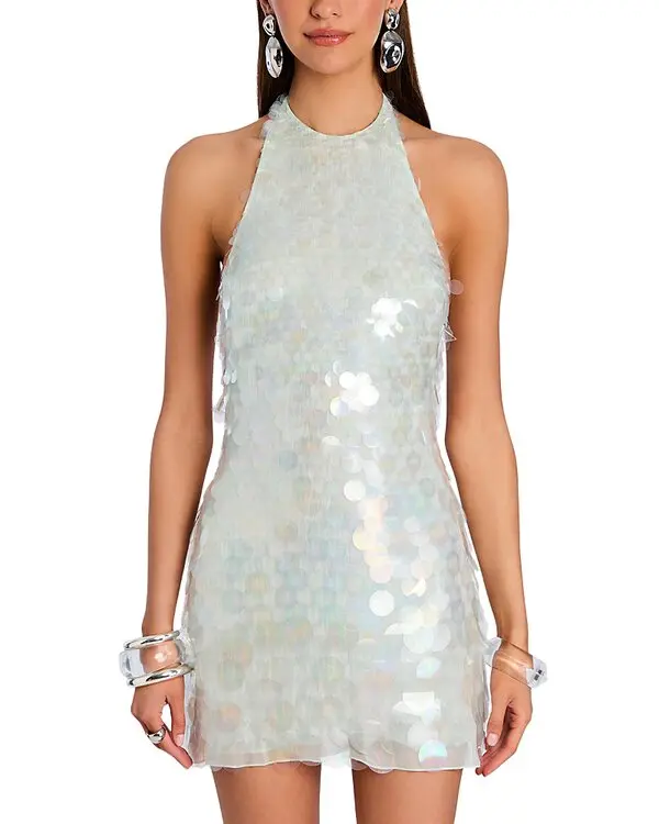 Retrofete Bondera Paillette Halter Mini Dress - Eucalyptus