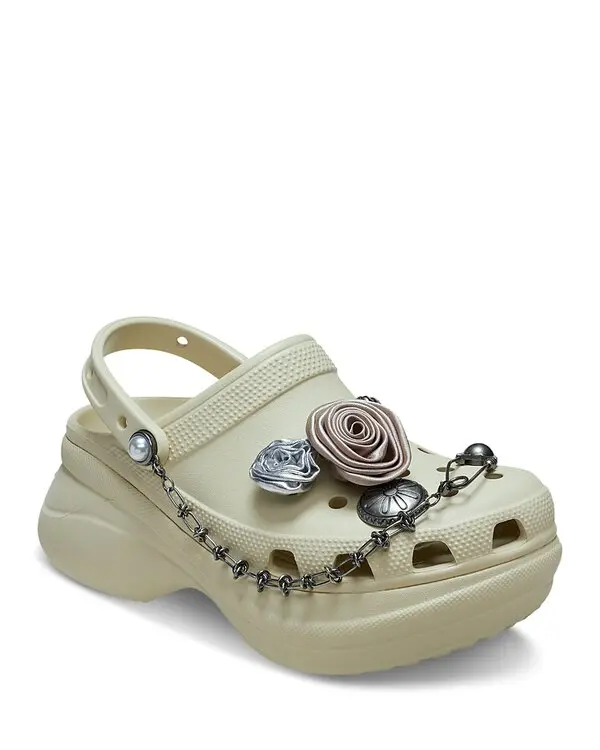 CROCS Bae Metallic Clogs - Bone
