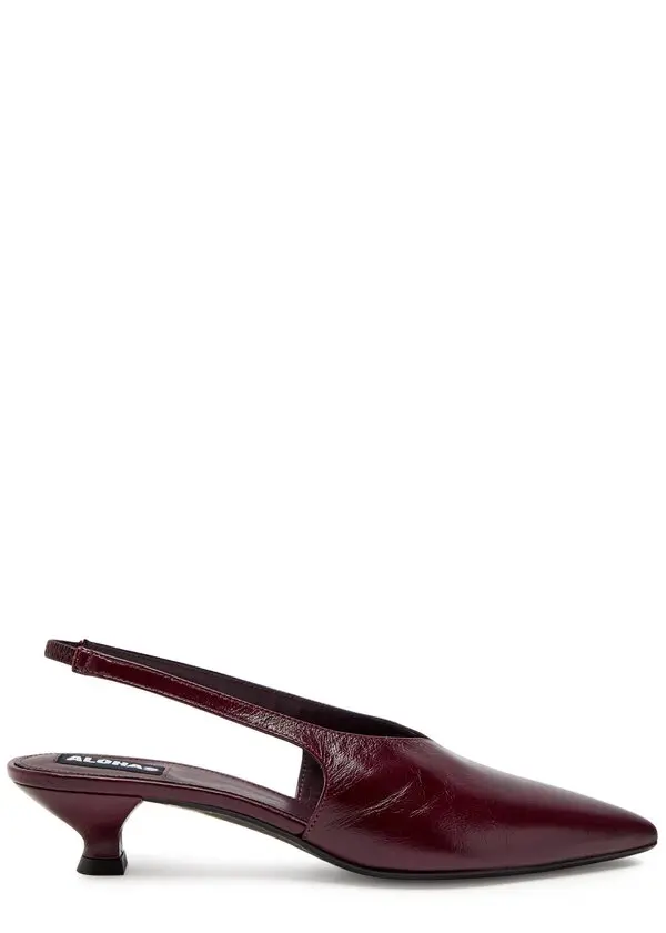 ALOHAS Eros 45 Glossed Leather Slingback Pumps - Burgundy