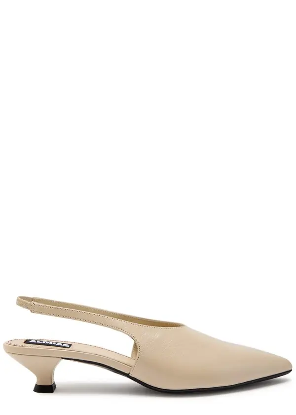 ALOHAS Eros 45 Leather Slingback Pumps - Cream