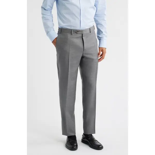 Canali Siena Regular Fit Wool Pants - Light Grey