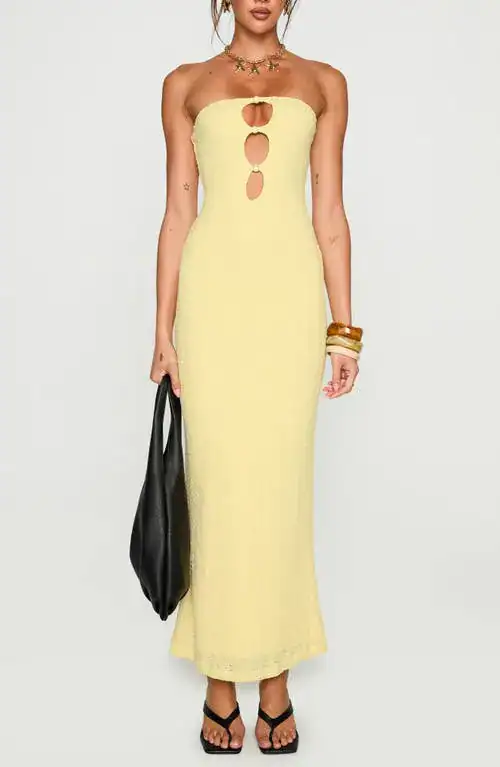 Princess Polly Strapless Maxi Dress - Lemon | Editorialist