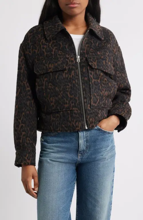 Lucky Brand Zip-front Cropped Jacket - Leopard