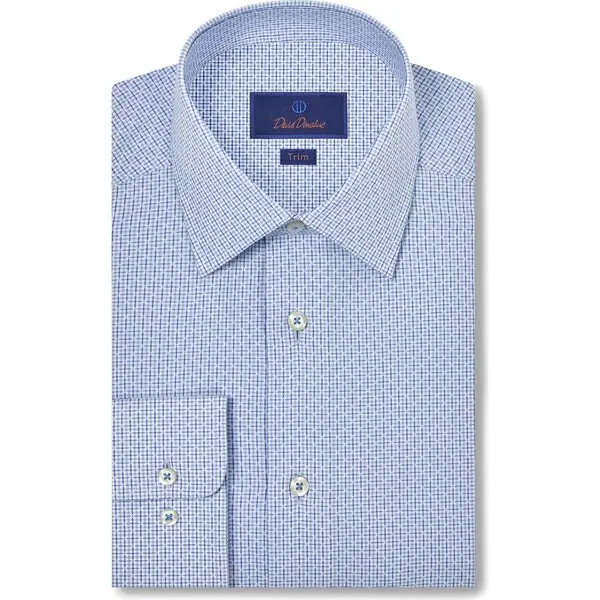 David Donahue Trim Fit Micro Check Dobby Dress Shirt