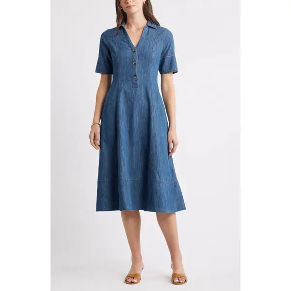 Caslon Chambray A-line Shirt Dress