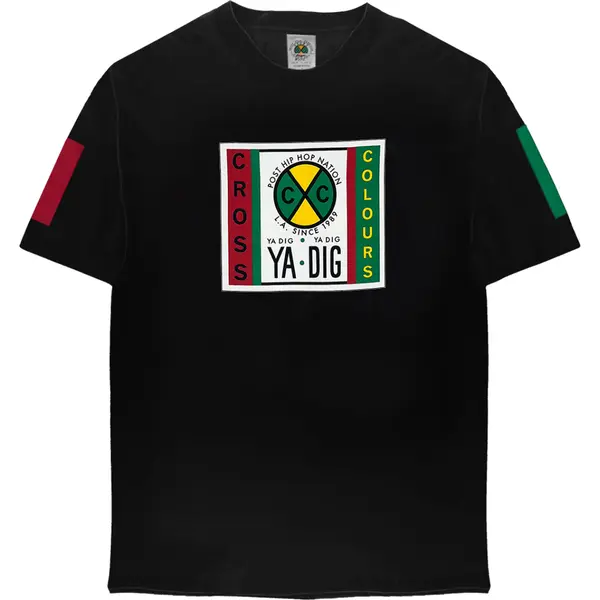 CROSS COLOURS Label Logo T-shirt - Black