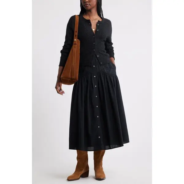 Treasure & Bond Pointelle Cardigan - Black