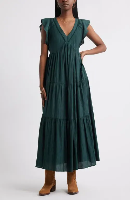 Treasure & Bond Crinkle Finish Flutter Sleeve Maxi Dress - Green Gables