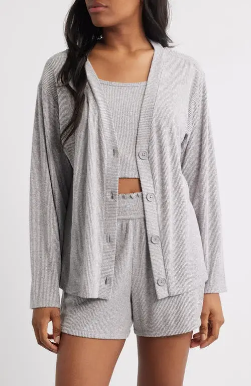 OPEN EDIT Comfy Thermal Shortie Pajamas - Grey Pearl Marl