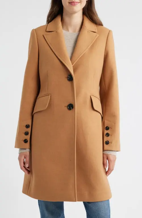 Sam Edelman Single-breasted Longline Coat - Camel