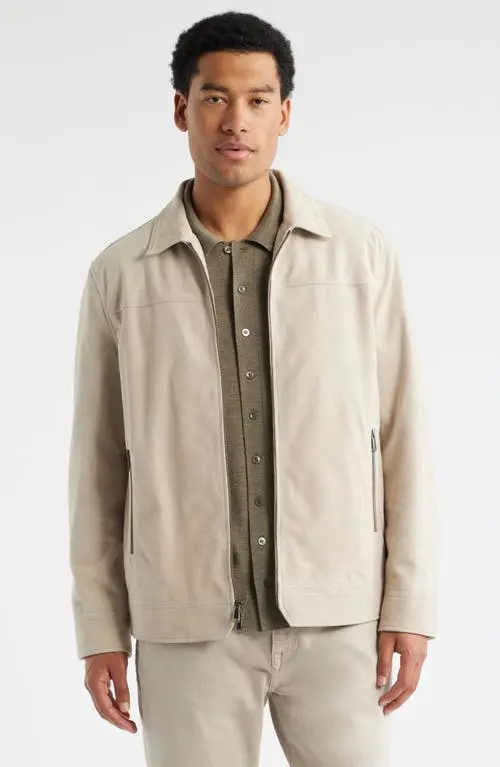 Nordstrom Suede Zip-front Jacket - Grey Feather