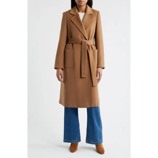 Sam Edelman Longline Wrap Coat - Vicuna