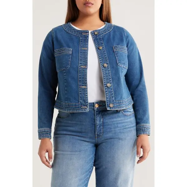 Kut From The Kloth Scoop Neck Denim Jacket