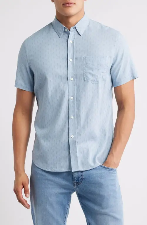 Rails Carson Short Sleeve Stretch Linen Blend Button-up Shirt - Arrow Dot Waterfall