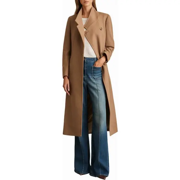 REISS Mollie Long Coat - Light Camel