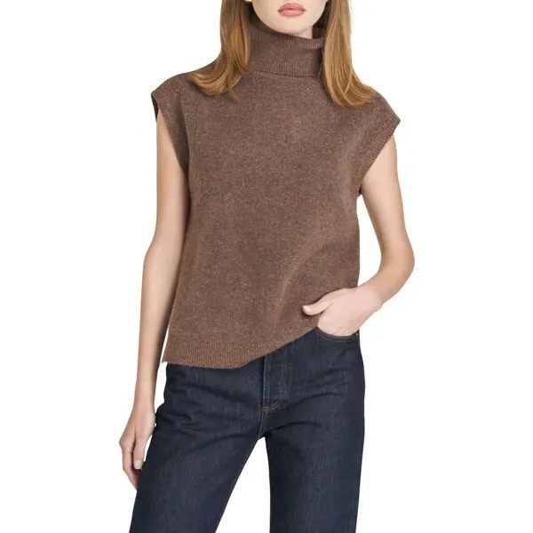 WAYF Emery Turtleneck Sweater Vest - Ash Brown