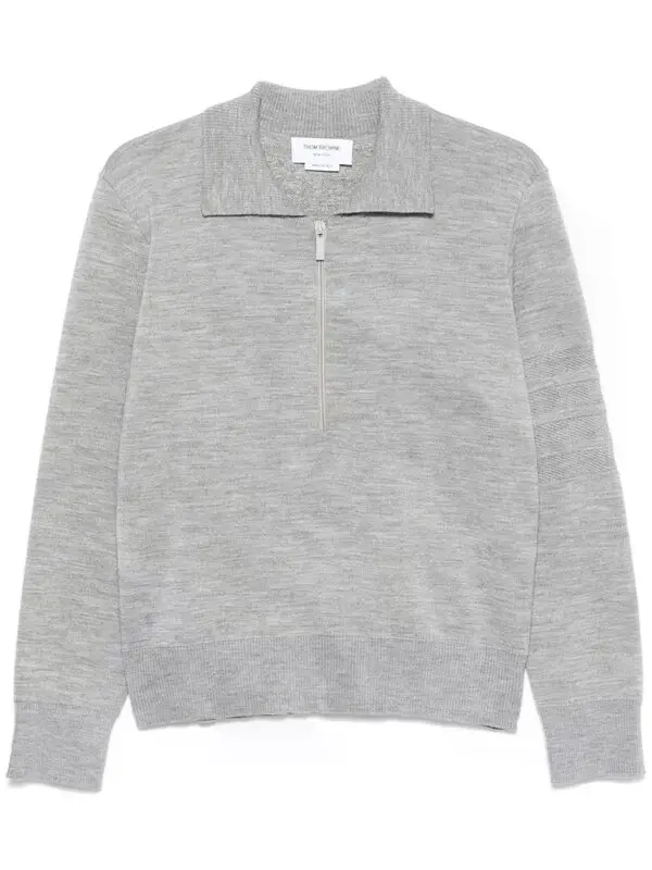 Thom Browne 4-bar Stripe Zipped Polo Shirt