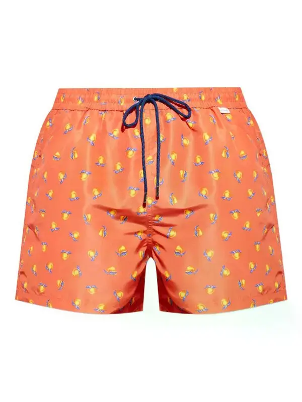 Paul Smith Peach-print Drawstring Swim Shorts - Orange