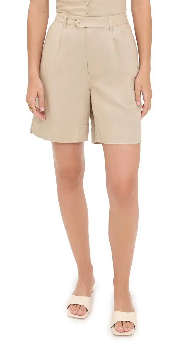 Onia Air Linen Pleated Bermuda Shorts