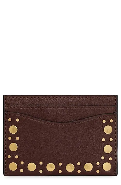 Rebecca Minkoff Noemie Stud Leather Card Case - Maple Brown