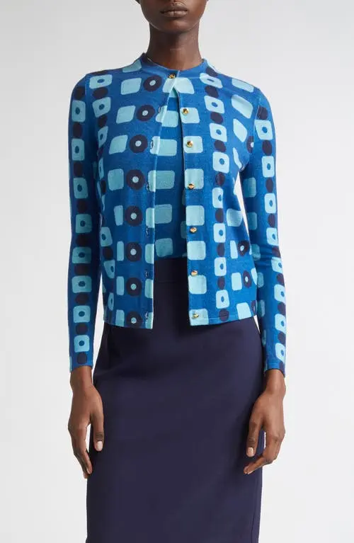 St. John Geo Print Wool Cardigan