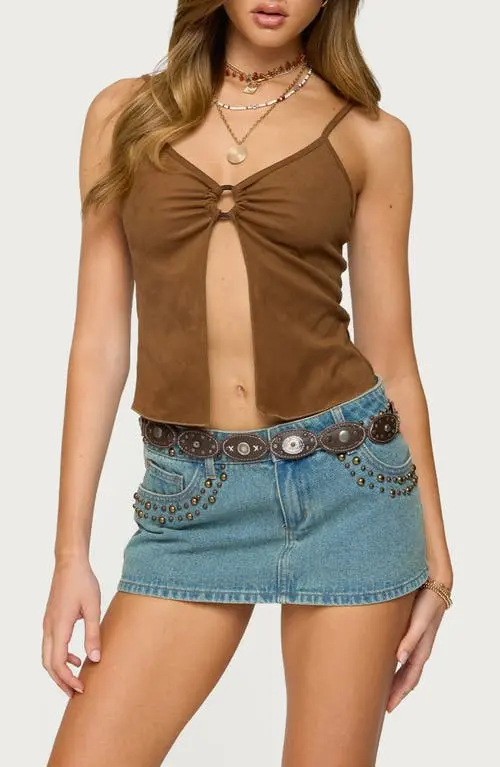EDIKTED Faux Suede Split Front Camisole