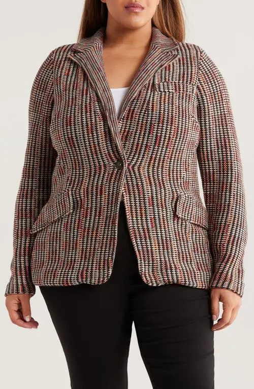 NIC+ZOE Plaid Knit Blazer - Pink Multi