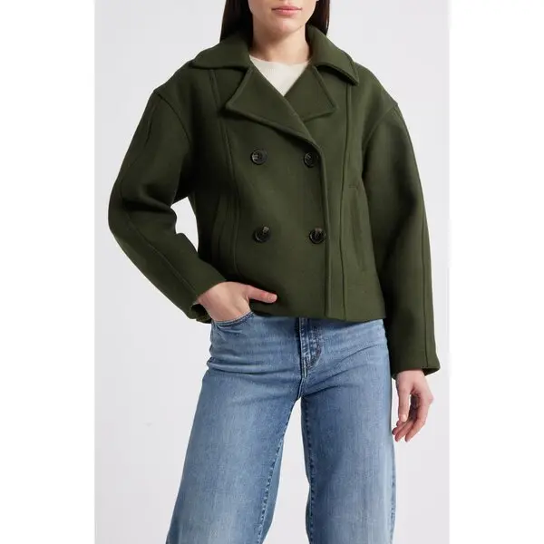 Michael Kors Drop Shoulder Oversized Crop Coat - Ivy