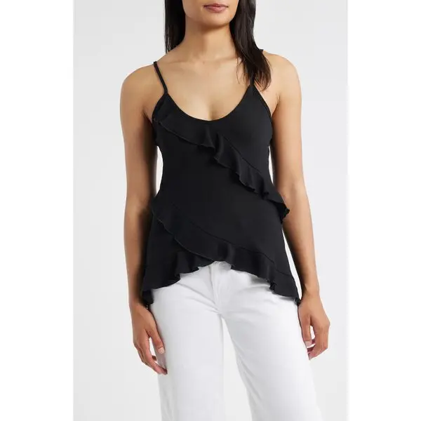 Loveappella Ruffle Crepe Camisole - Black