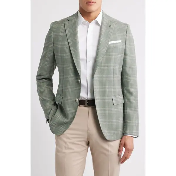 Hugo Boss Hutson Plaid Virgin Wool Sport Coat - Open Green