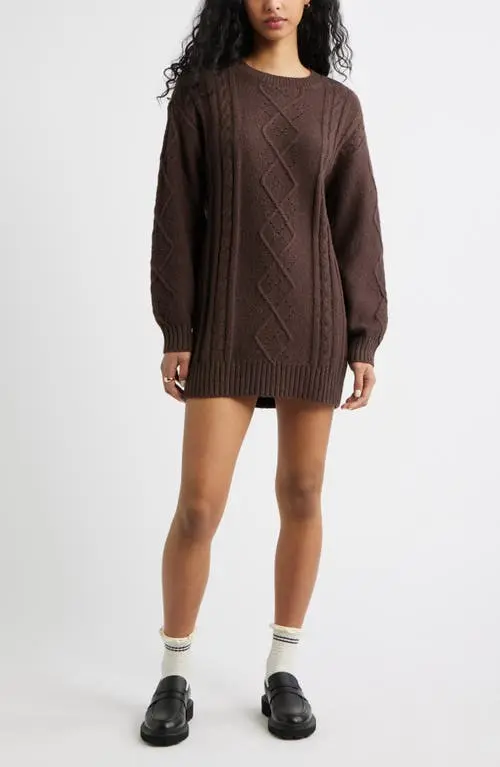 Bp. Long Sleeve Cable Knit Sweater Dress In Brown Coffee - 62% Off |  Editorialist