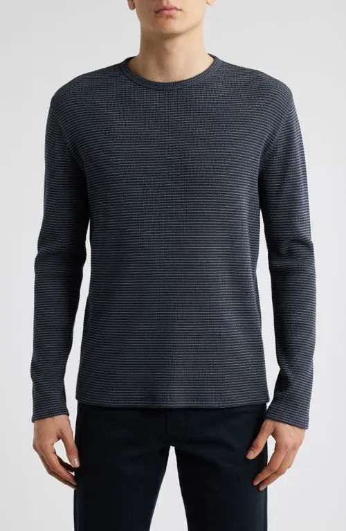 Vince Feed Stripe Thermal Knit Long Sleeve T-shirt - Coastal/off White