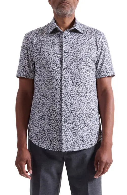 Bugatchi Miles Ooohcotton® Short Sleeve Button-up Shirt - Black