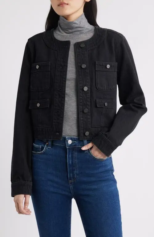 Paige Kiya Cropped Denim Jacket - Dark Aster