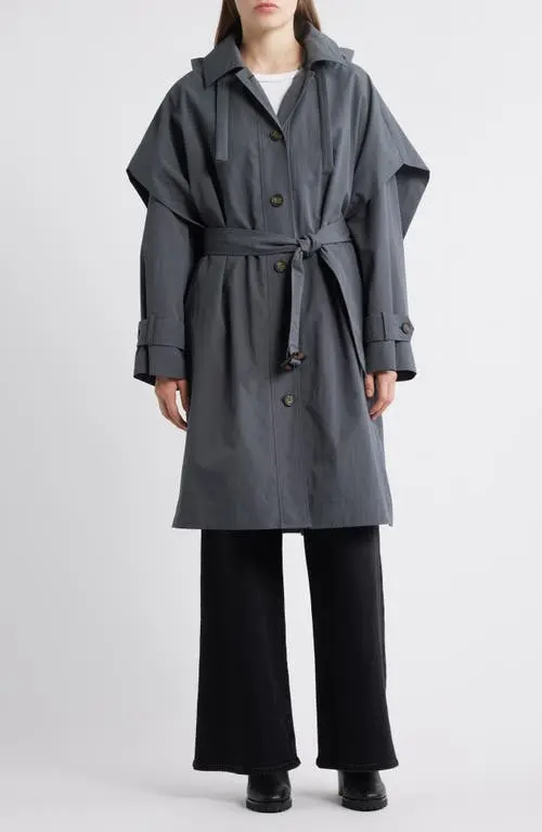 Bernardo Longline Belted Raincoat - Slate