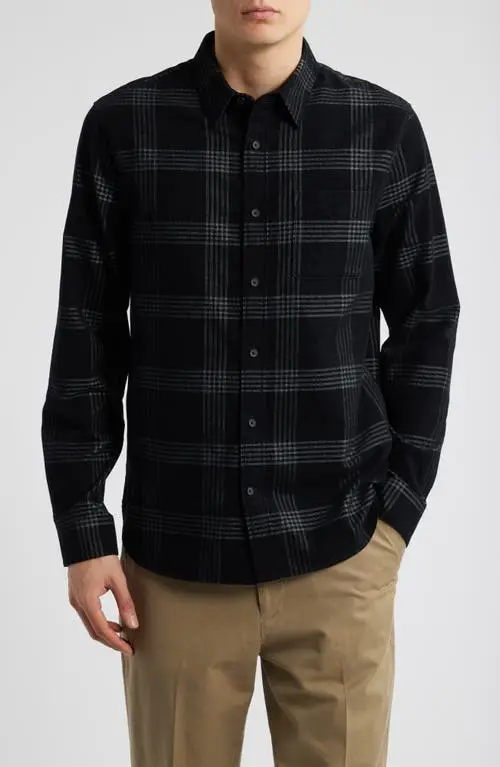 Vince Plaid Corduroy Button-up Shirt - Black/off White