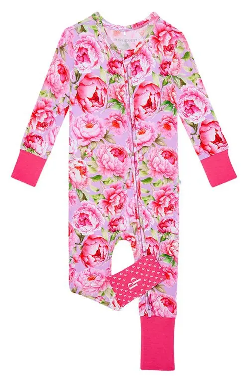 POSH PEANUT Francoise Peony Print Convertible Footie Pajamas - Purple